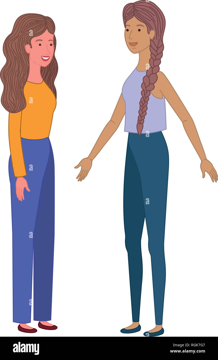 young women standing avatar character Stock Vector Image & Art - Alamy