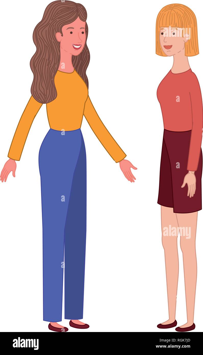 young women standing avatar character Stock Vector Image & Art - Alamy