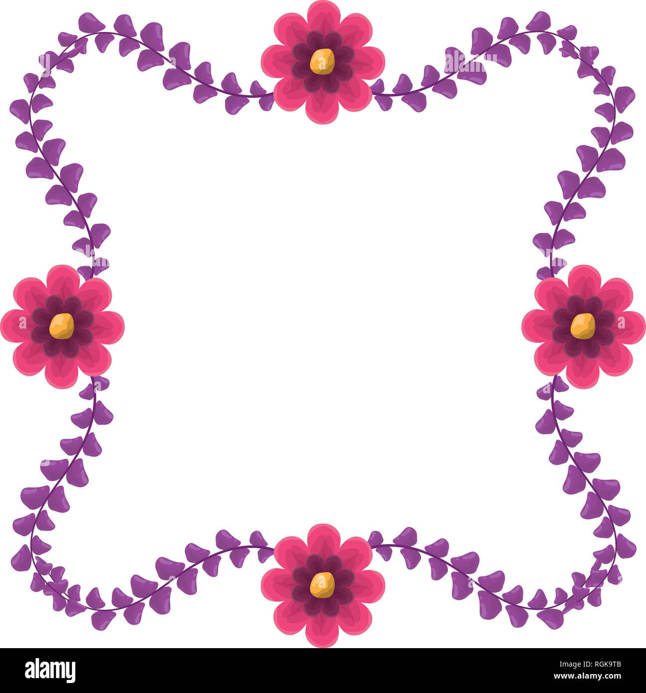 frame floral flowers leaves Stock Vector Image & Art - Alamy