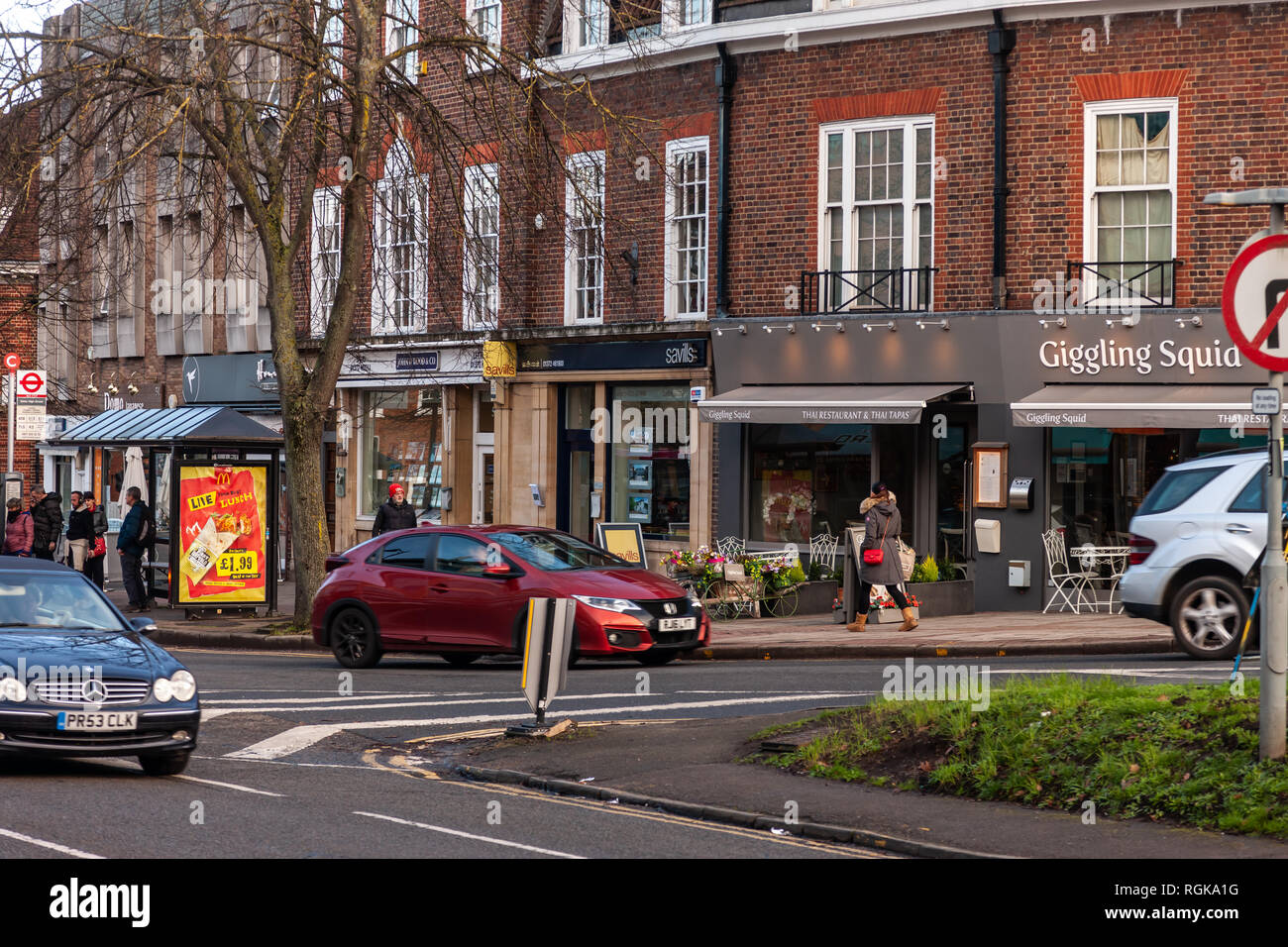 Esher, England - January 21, 2019. Located just outside of London ...