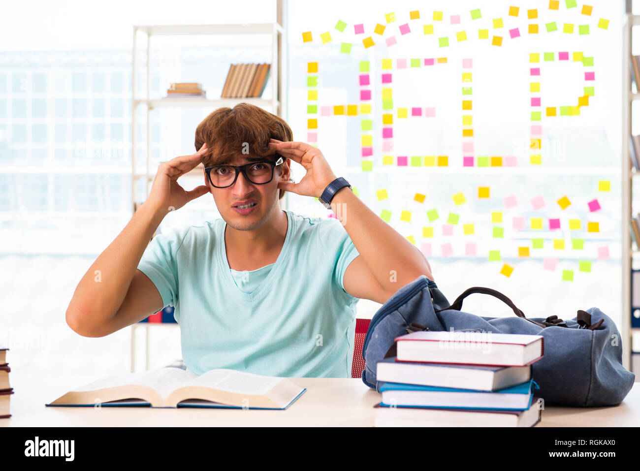 Student preparing for university exams Stock Photo - Alamy