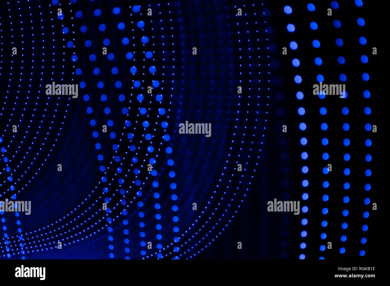 Blue curved lines of abstract points. Light painting photography Stock ...