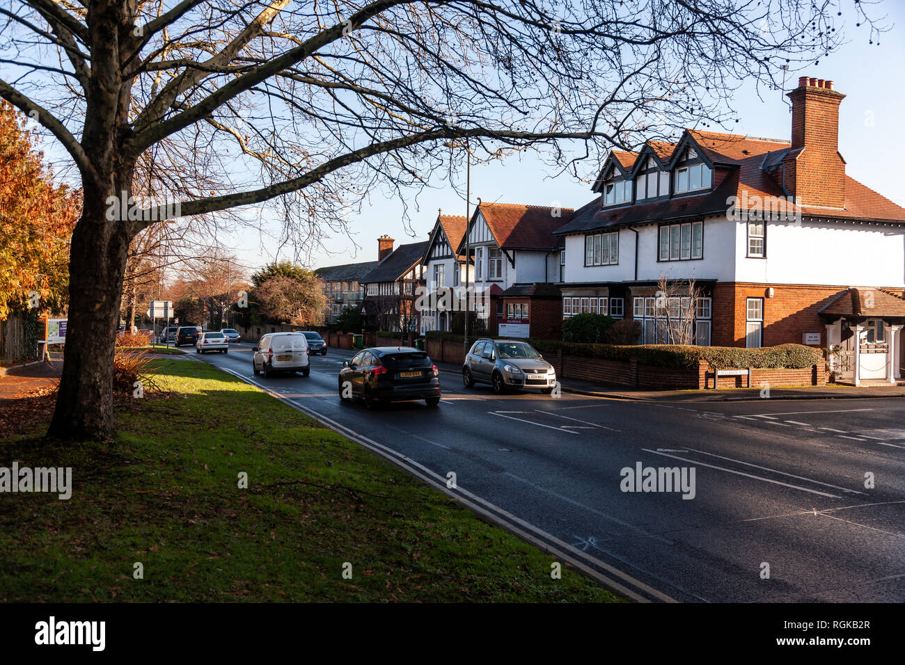 Esher, England - January 21, 2019. Located just outside of London ...