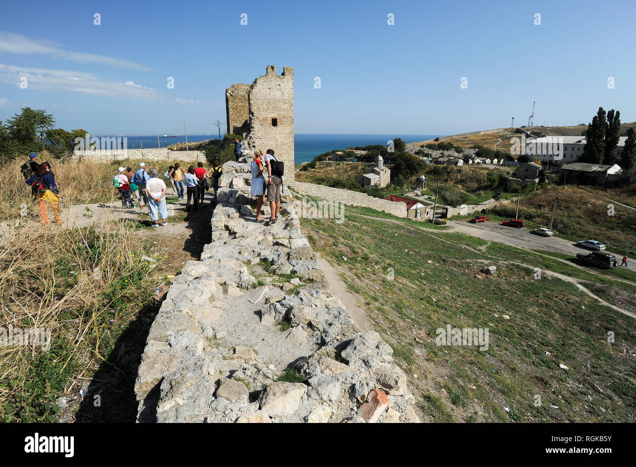 Genoese castle Caffa from XIV century and The Church of the Iveron icon ...