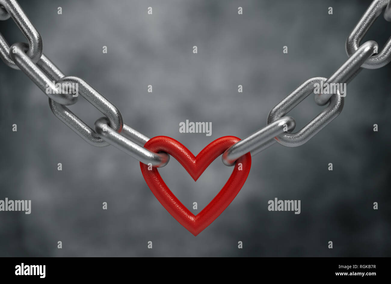 Red heart held by a steel chain background Stock Photo - Alamy