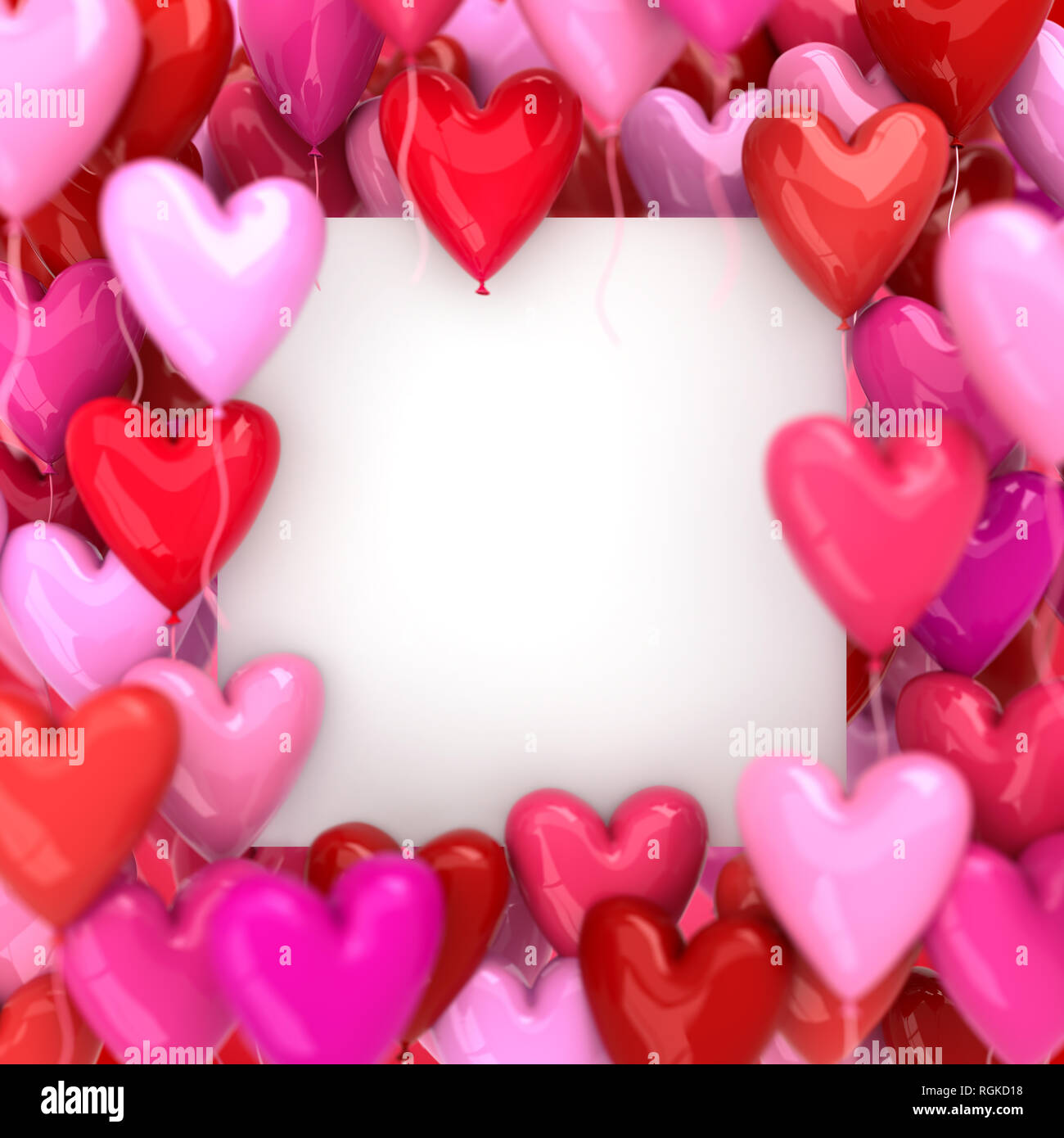 Bunch of red and pink balloons isolated on white - 3d render Stock ...