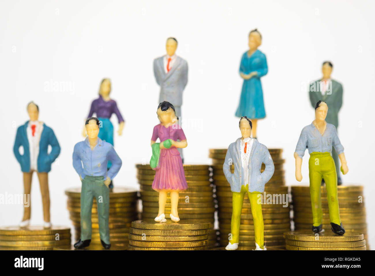 Figure miniature businessman or small people investor and office worker ...