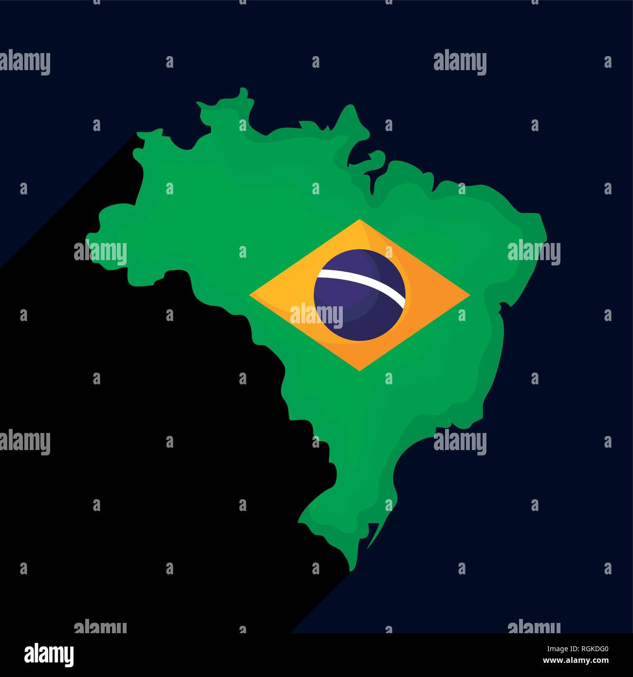 brazil map with flag vector illustration design Stock Vector Image ...