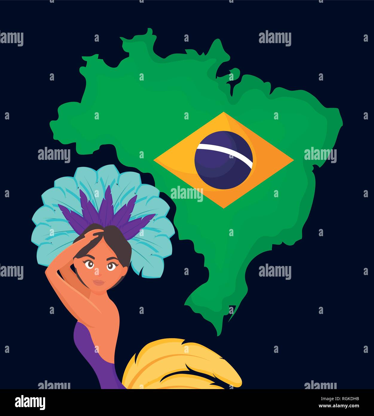 brazilian garota dancer character vector illustration design Stock ...