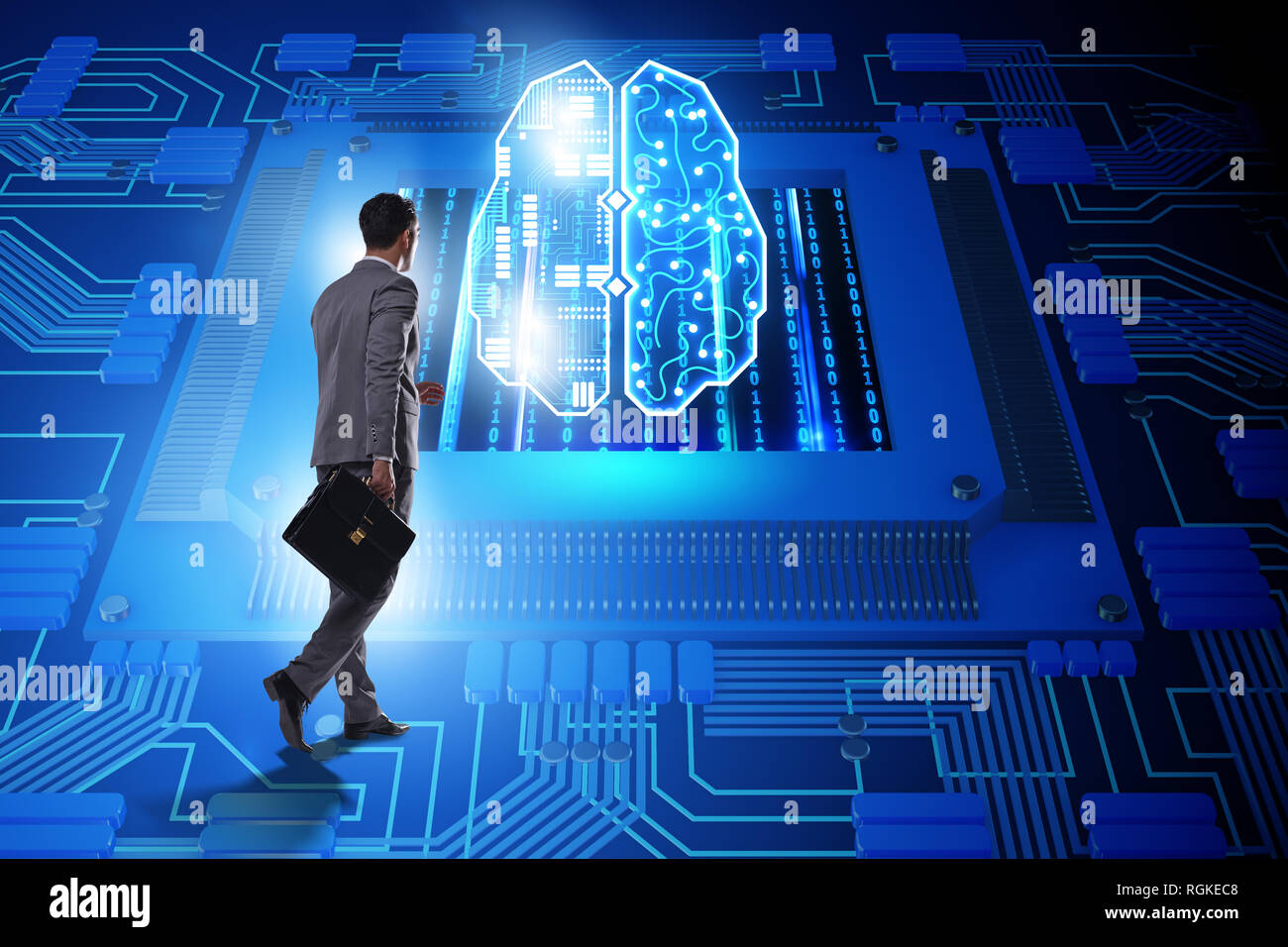 Cognitive computing concept as future technology with businessman Stock ...