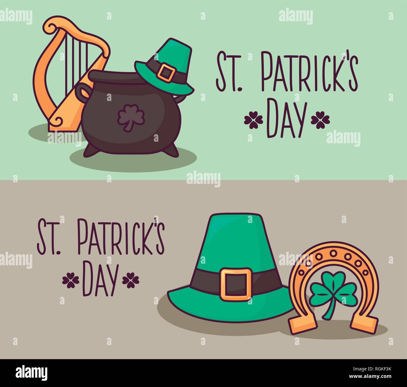 set cards of st patrick day vector illustration design Stock Vector ...