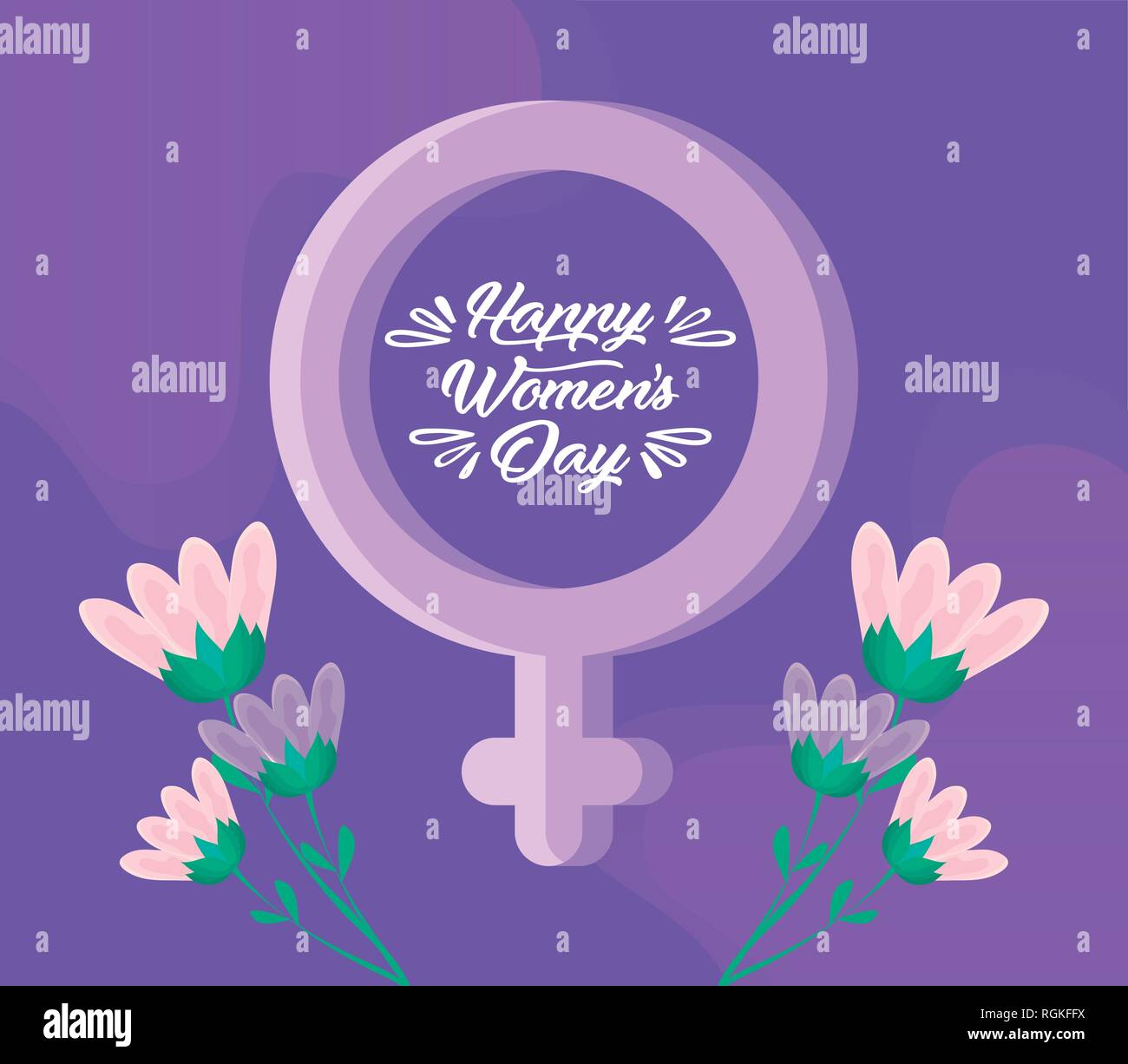 happy women day card with female gender sign vector illustration design ...