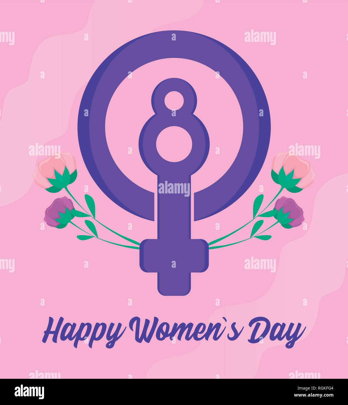 happy women day card with female gender sign vector illustration design ...