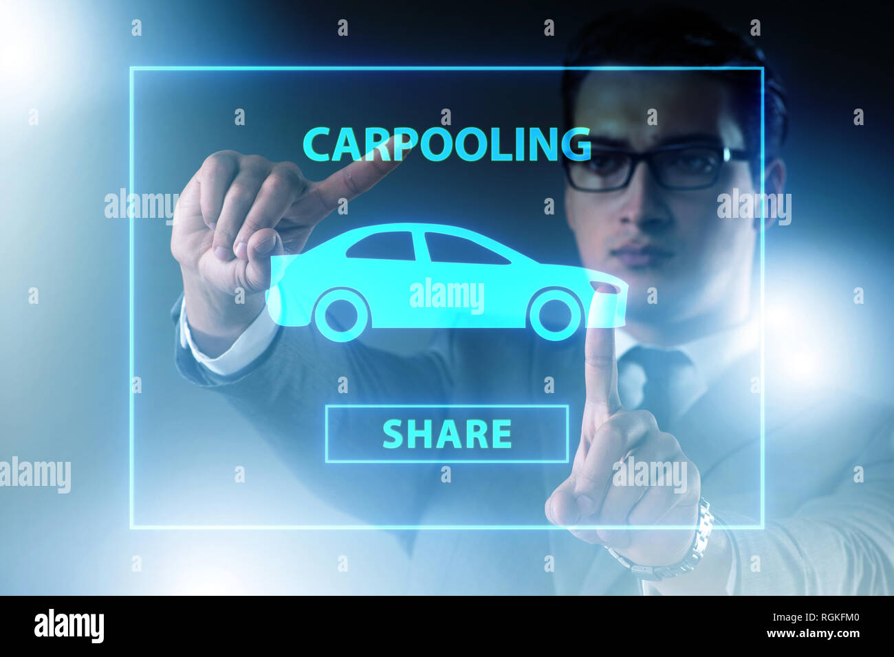 Businessman in carpooling and carsharing concept Stock Photo - Alamy