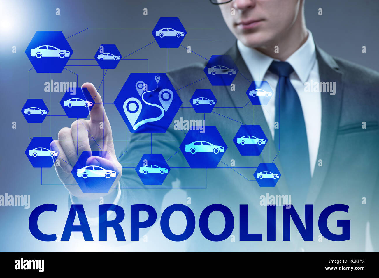 Businessman in carpooling and carsharing concept Stock Photo - Alamy