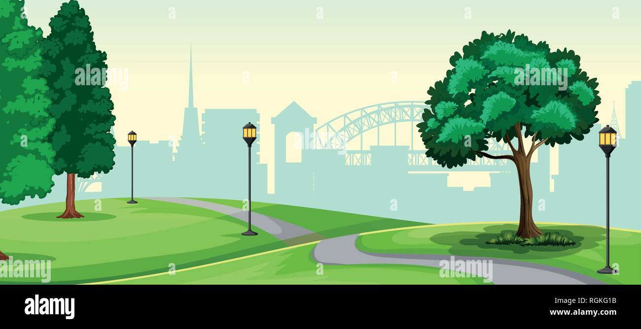 A nature urban park landscape illustration Stock Vector Image & Art - Alamy