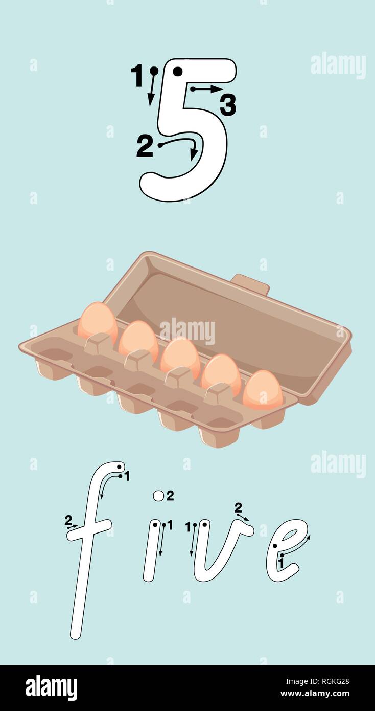 Number five tracing guide illustration Stock Vector Image & Art - Alamy