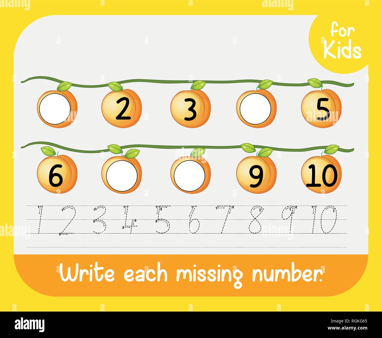 Write each missing number worksheet illustration Stock Vector Image ...