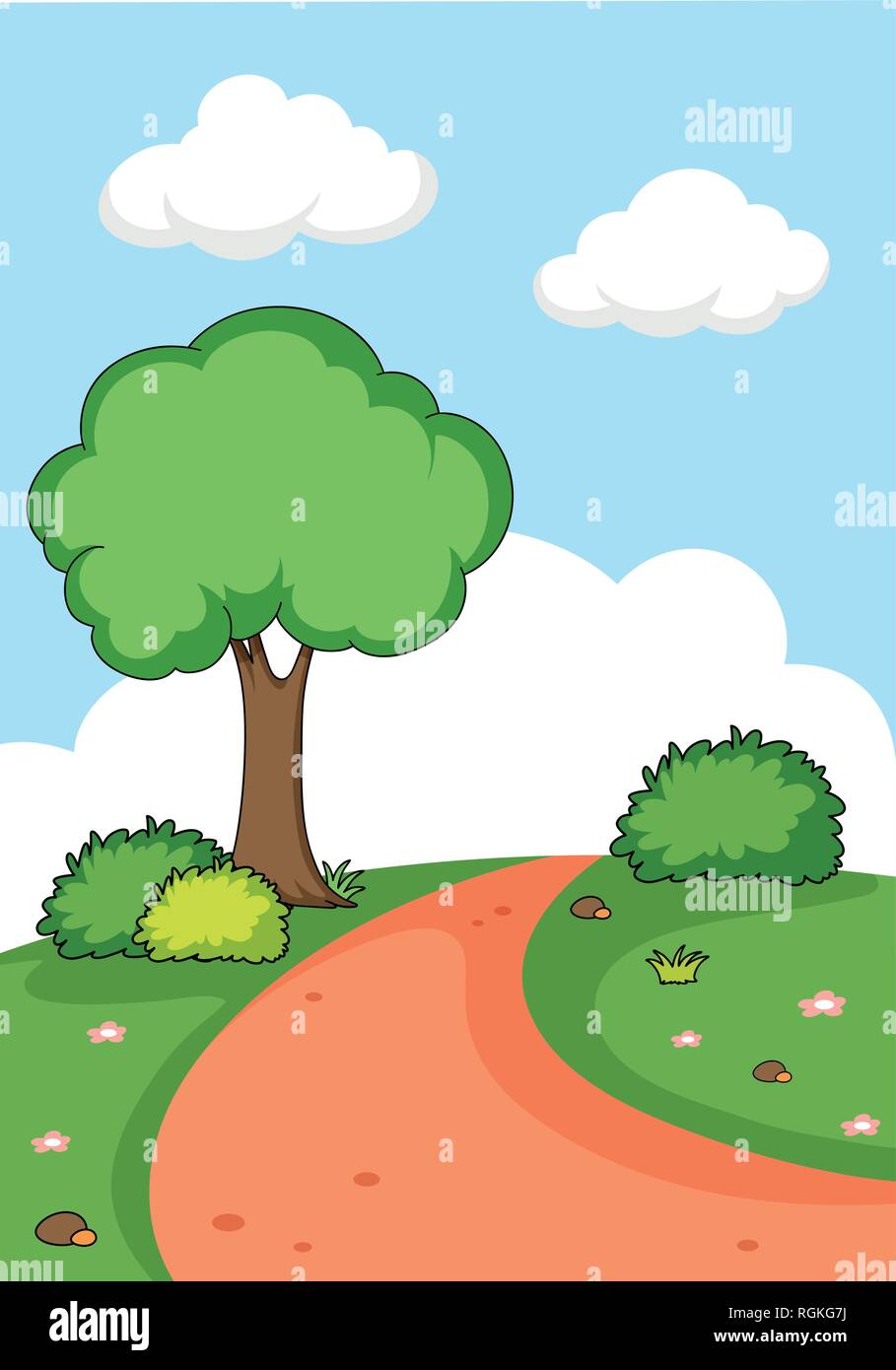 A flat nature landscape illustration Stock Vector Image & Art - Alamy