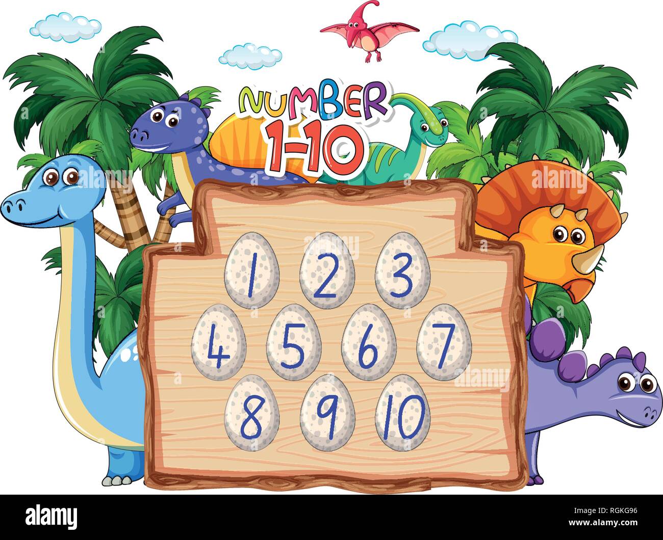 Count number to ten dinosaur theme illustration Stock Vector Image ...