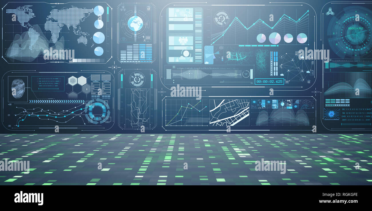 Abstract data room with futuristic design - 3d rendering Stock Photo ...