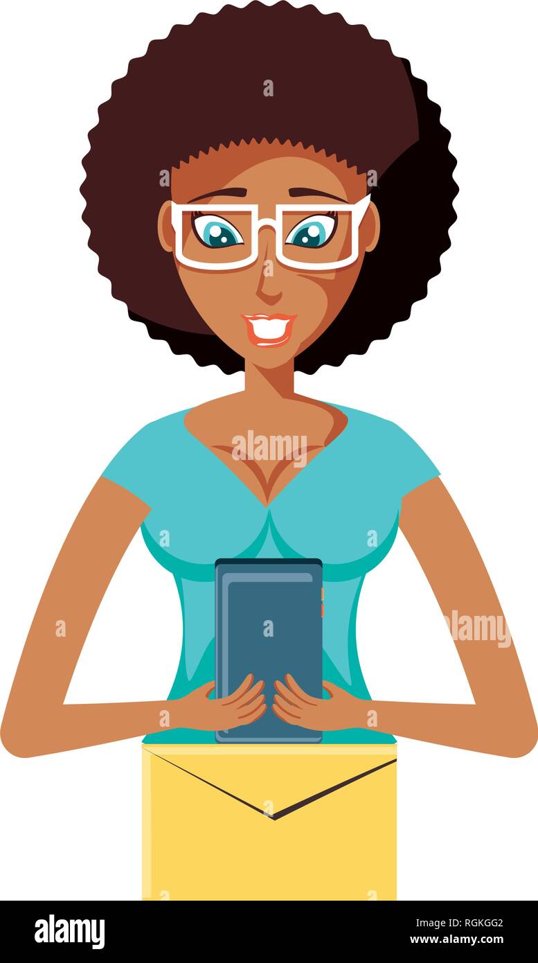 woman black with envelope mail isolated icon vector illustration design ...