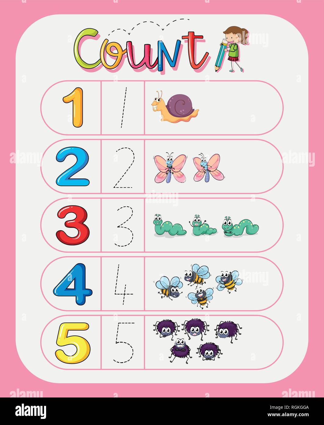 Math number count worksheet illustration Stock Vector Image & Art - Alamy
