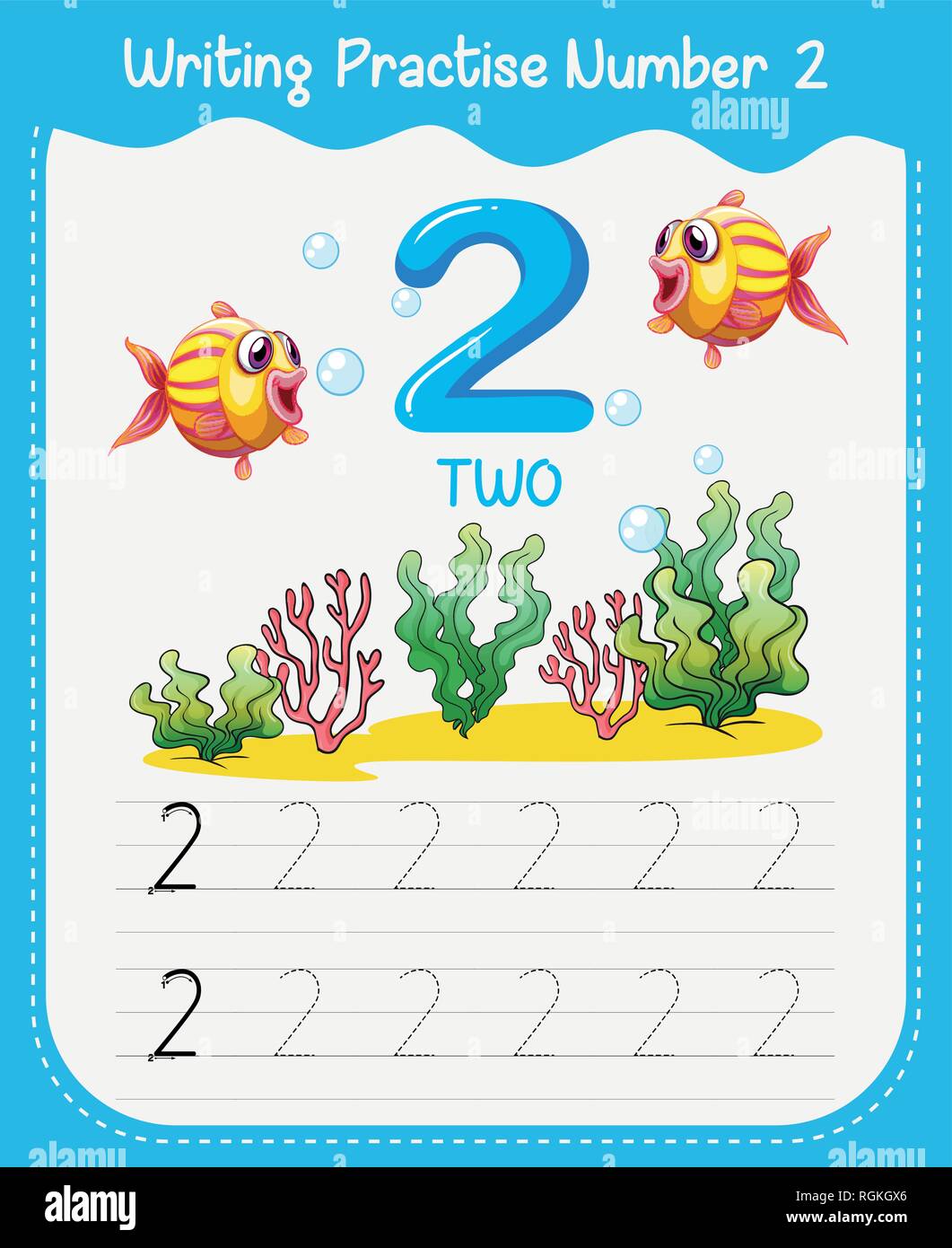 Number two tracing worksheets illustration Stock Vector Image & Art - Alamy