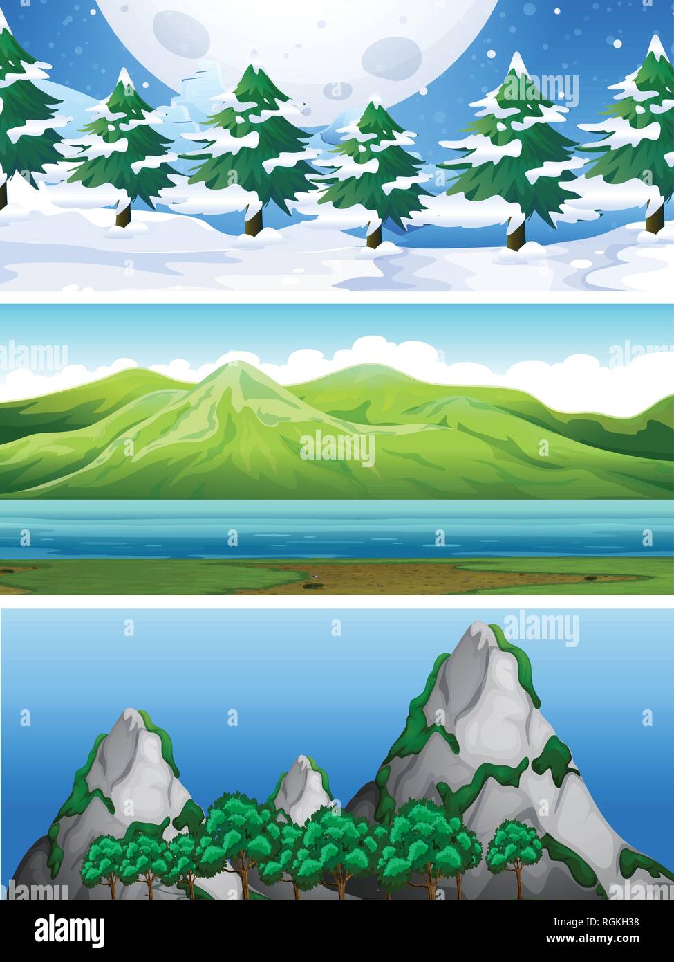 Set of nature landscape illustration Stock Vector Image & Art - Alamy