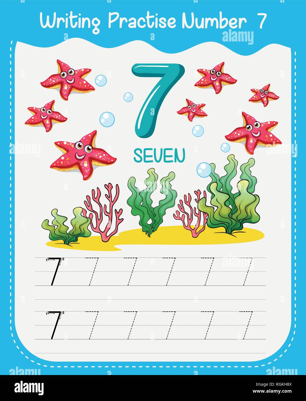 Number seven tracing worksheets illustration Stock Vector Image & Art ...