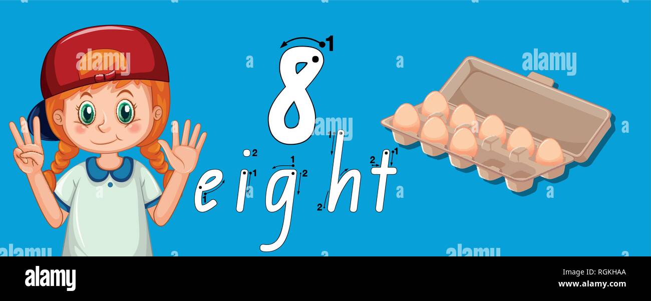 A girl showing number eight illustration Stock Vector Image & Art - Alamy