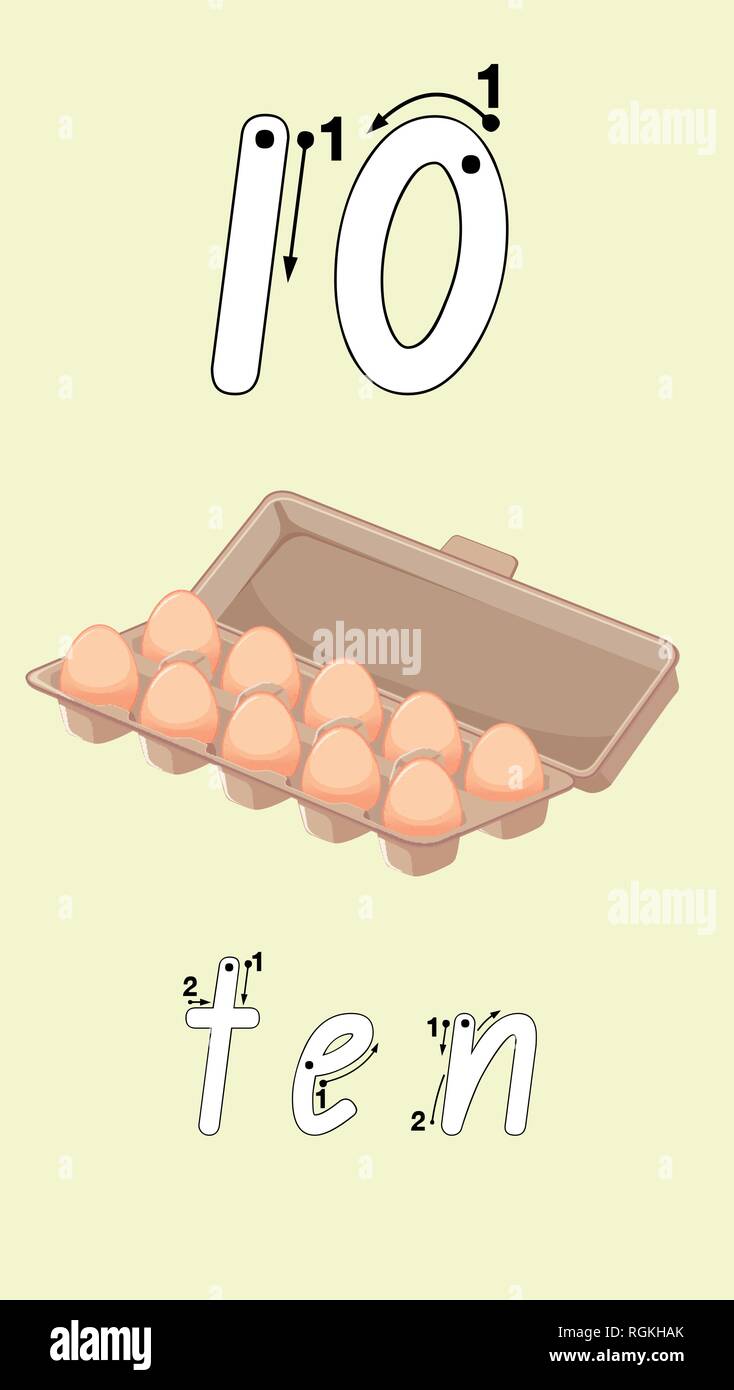 Guide to write number ten illustration Stock Vector Image & Art - Alamy