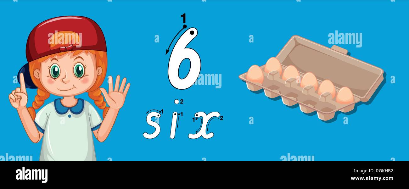 Number six writing tracing illustration Stock Vector Image & Art - Alamy