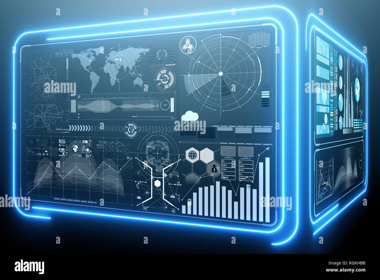 Abstract data room with futuristic design - 3d rendering Stock Photo ...