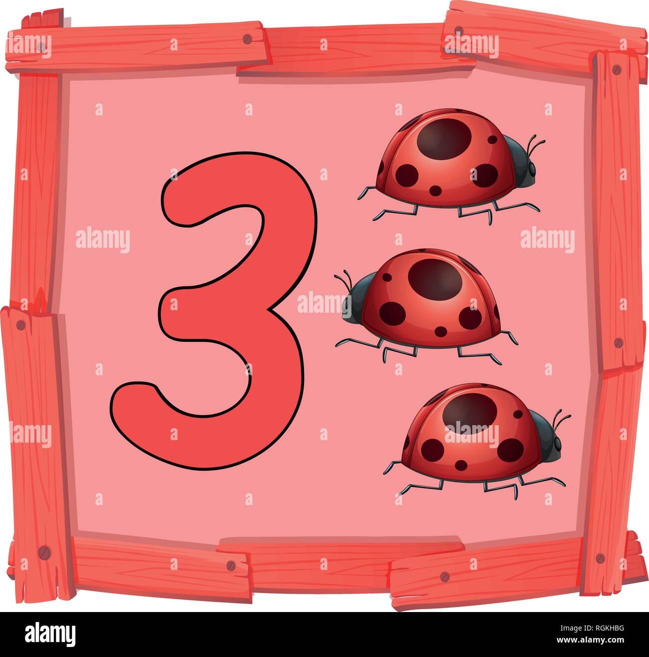 Number three on wooden banner illustration Stock Vector Image & Art - Alamy