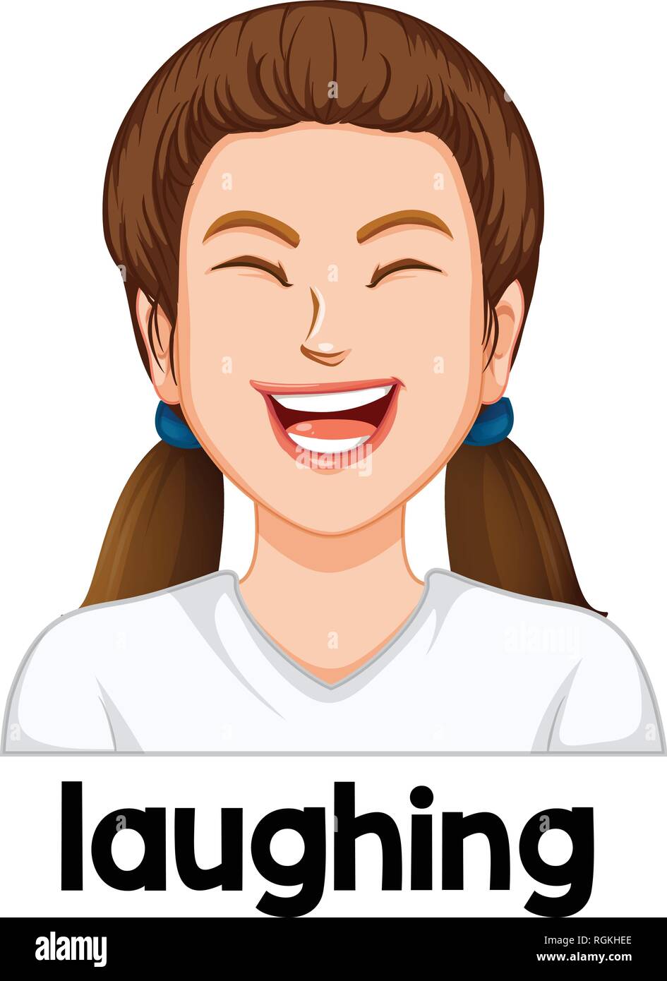 Young girl laughing facial expression illustration Stock Vector Image ...
