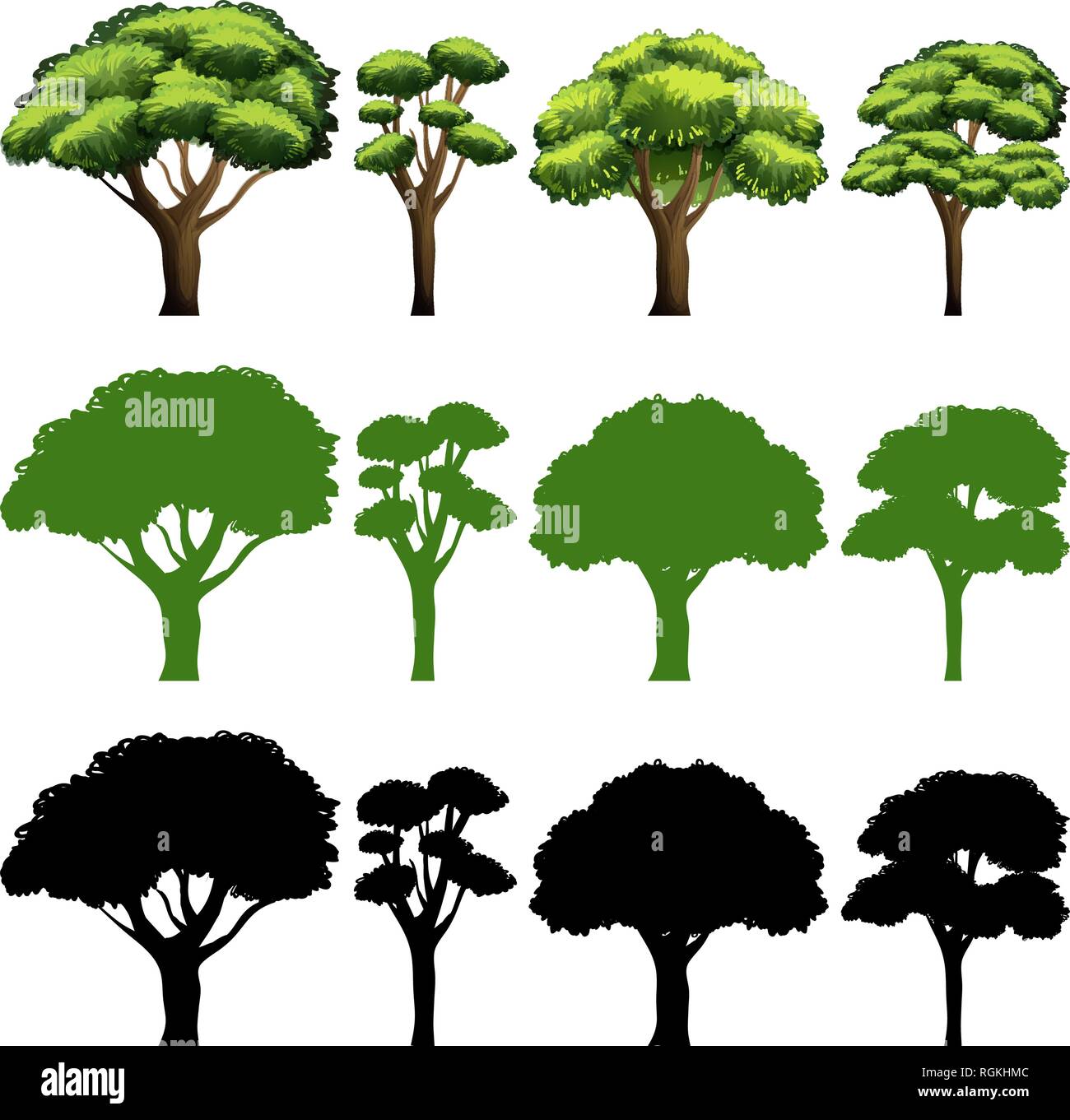 Set of tree different design illustration Stock Vector Image & Art - Alamy