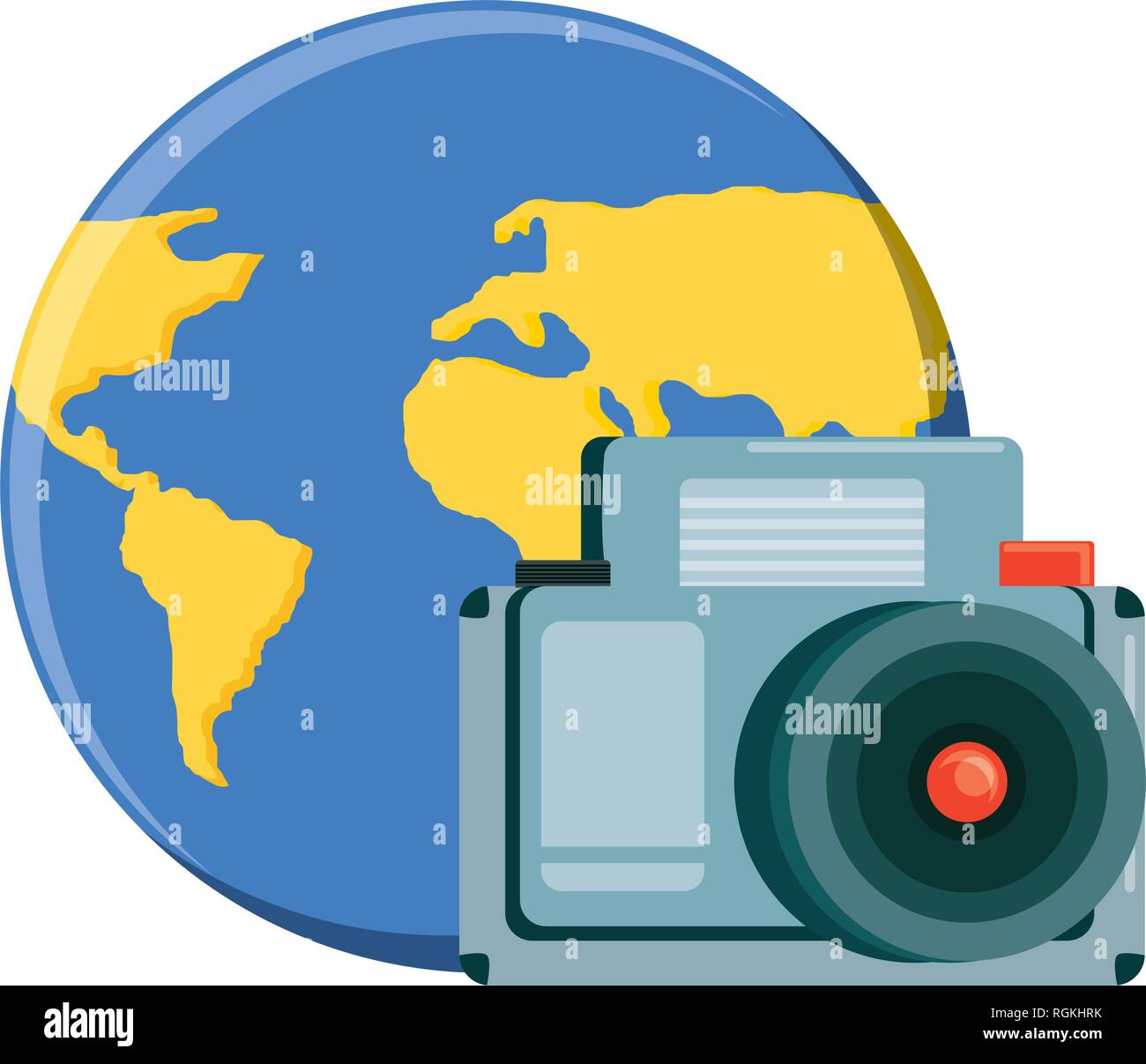 world planet earth with photographic camera vector illustration design ...