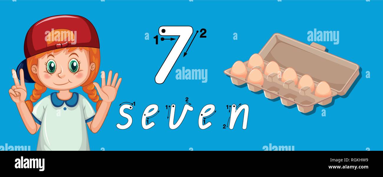 Number seven tracing guide illustration Stock Vector Image & Art - Alamy
