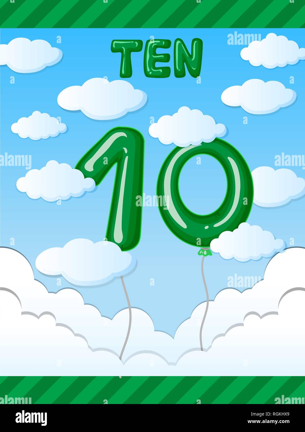 Number ten balloon on sky illustration Stock Vector Image & Art - Alamy