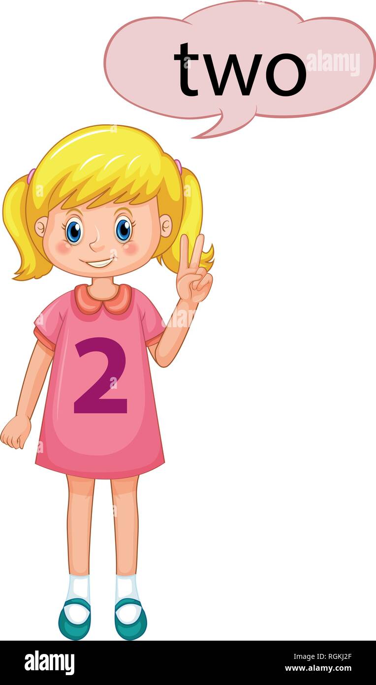 Girl showing number two illustration Stock Vector Image & Art - Alamy