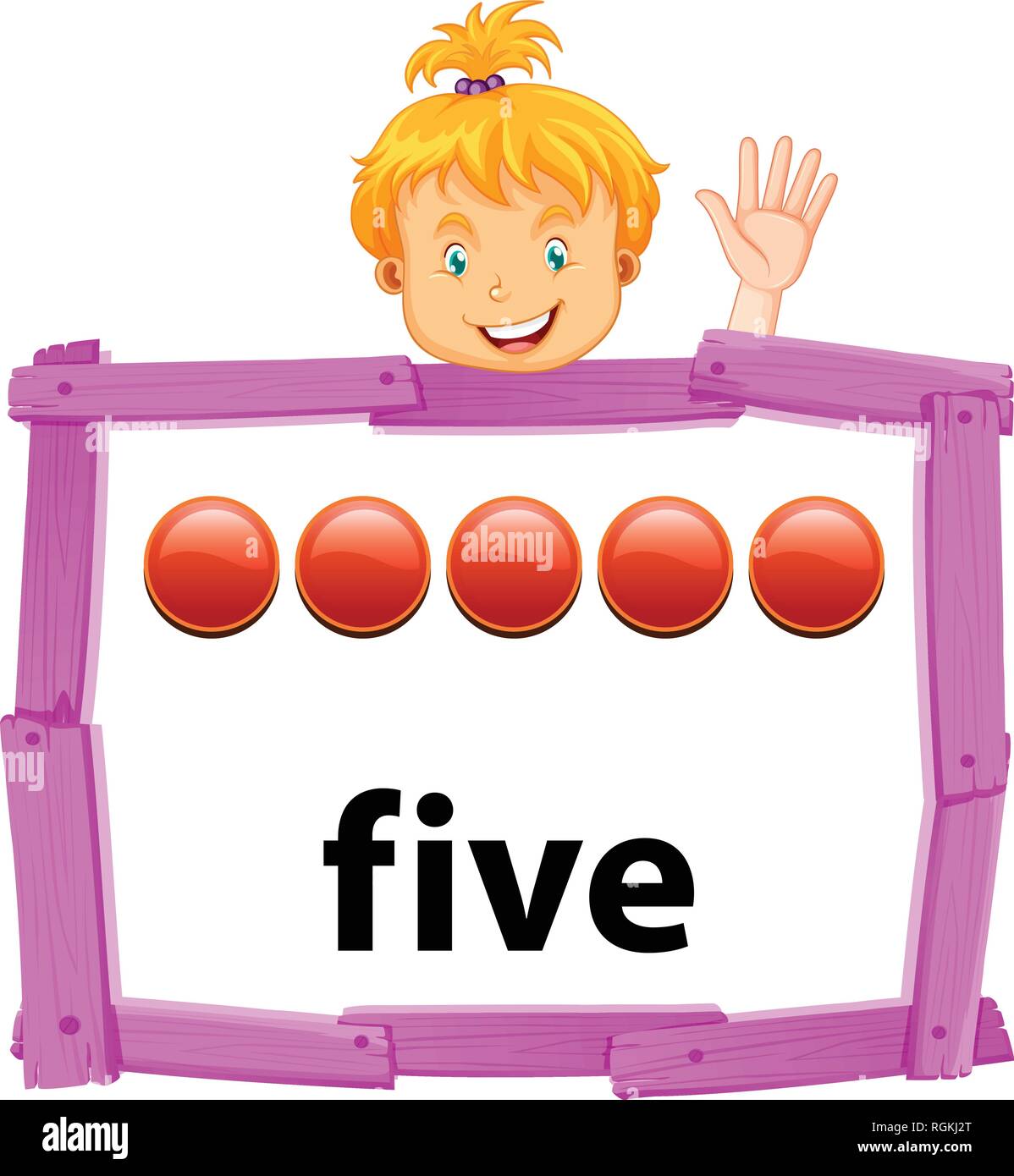 A girl showing number five banner illustration Stock Vector Image & Art ...