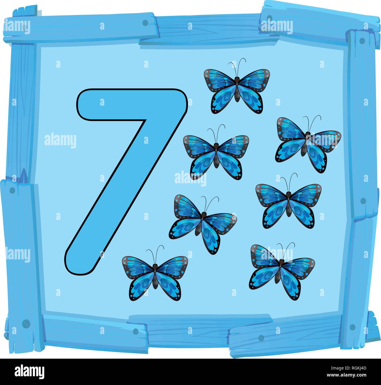 Number seven on wooden banner illustration Stock Vector Image & Art - Alamy