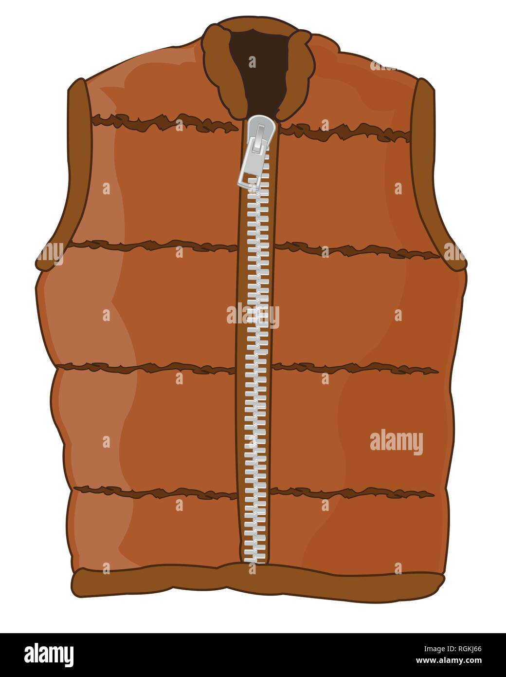 Vector illustration of the upper cloth sleeveless jacket with clasp ...