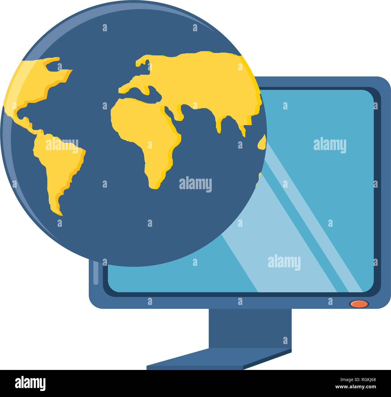 monitor computer with world planet earth vector illustration design ...