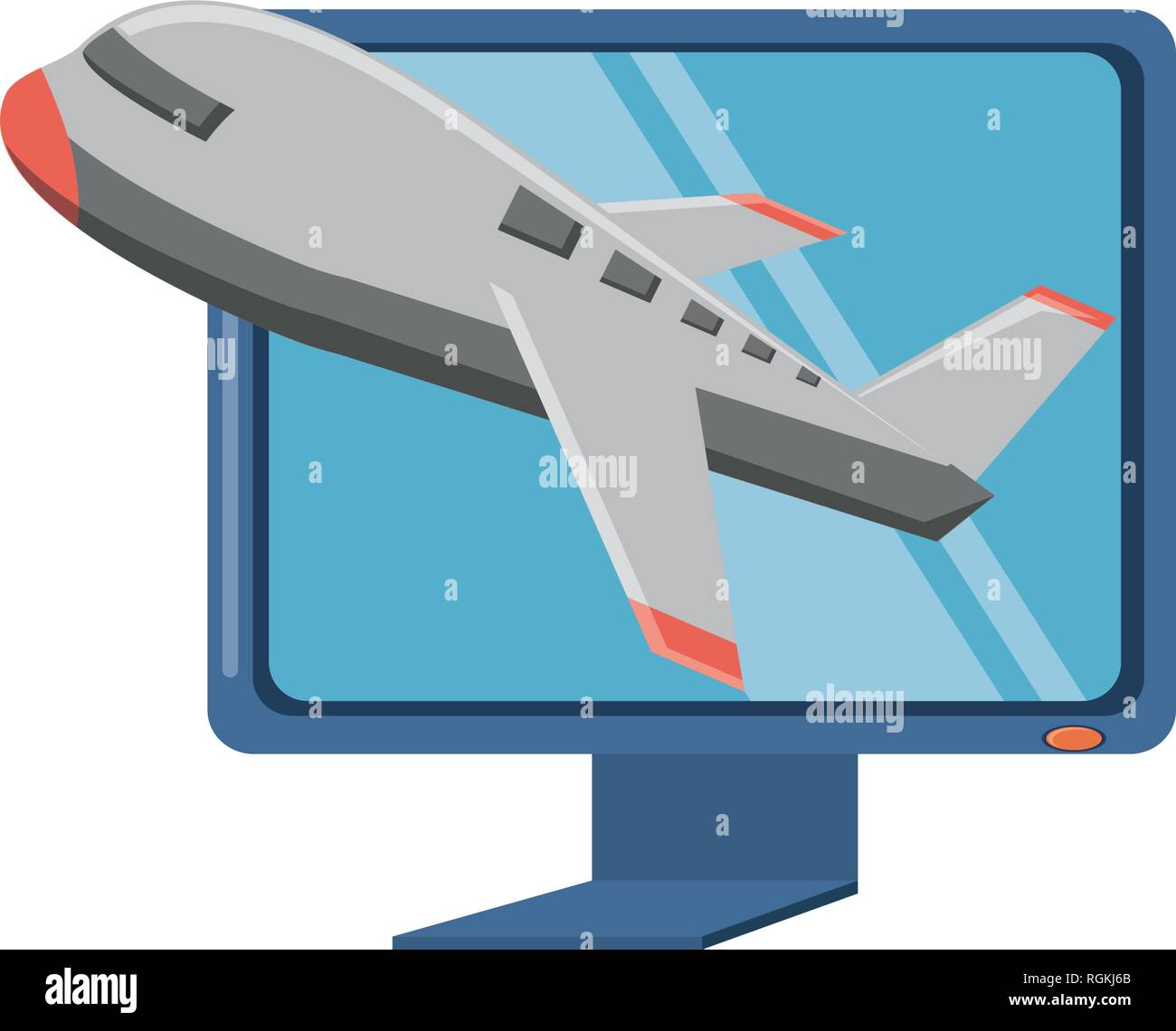monitor computer with airplane travel vector illustration design Stock ...