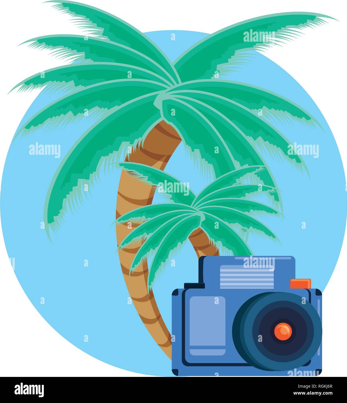 palms trees with photographic camera vector illustration design Stock ...