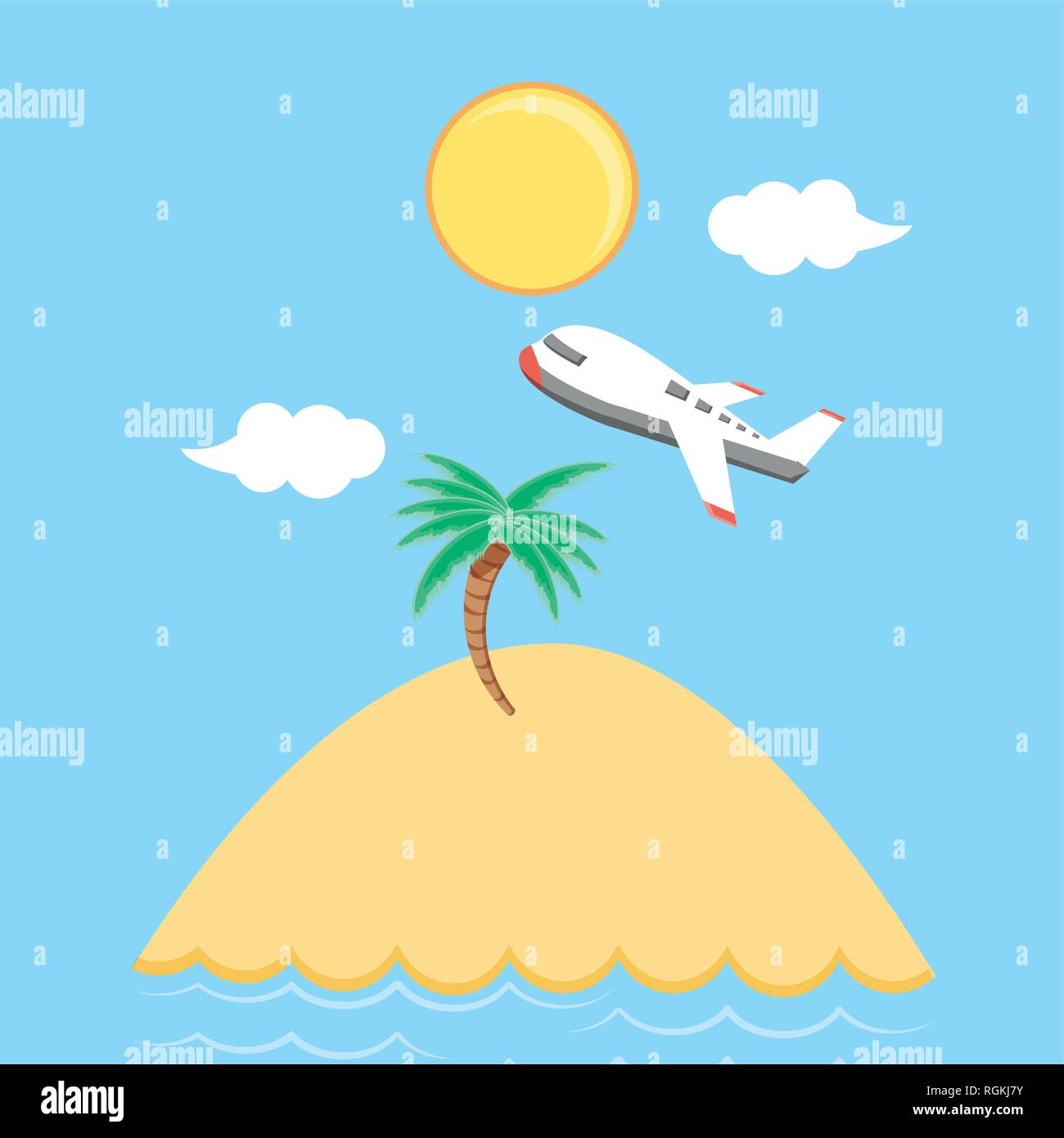seascape beach with airplane scene vector illustration design Stock ...