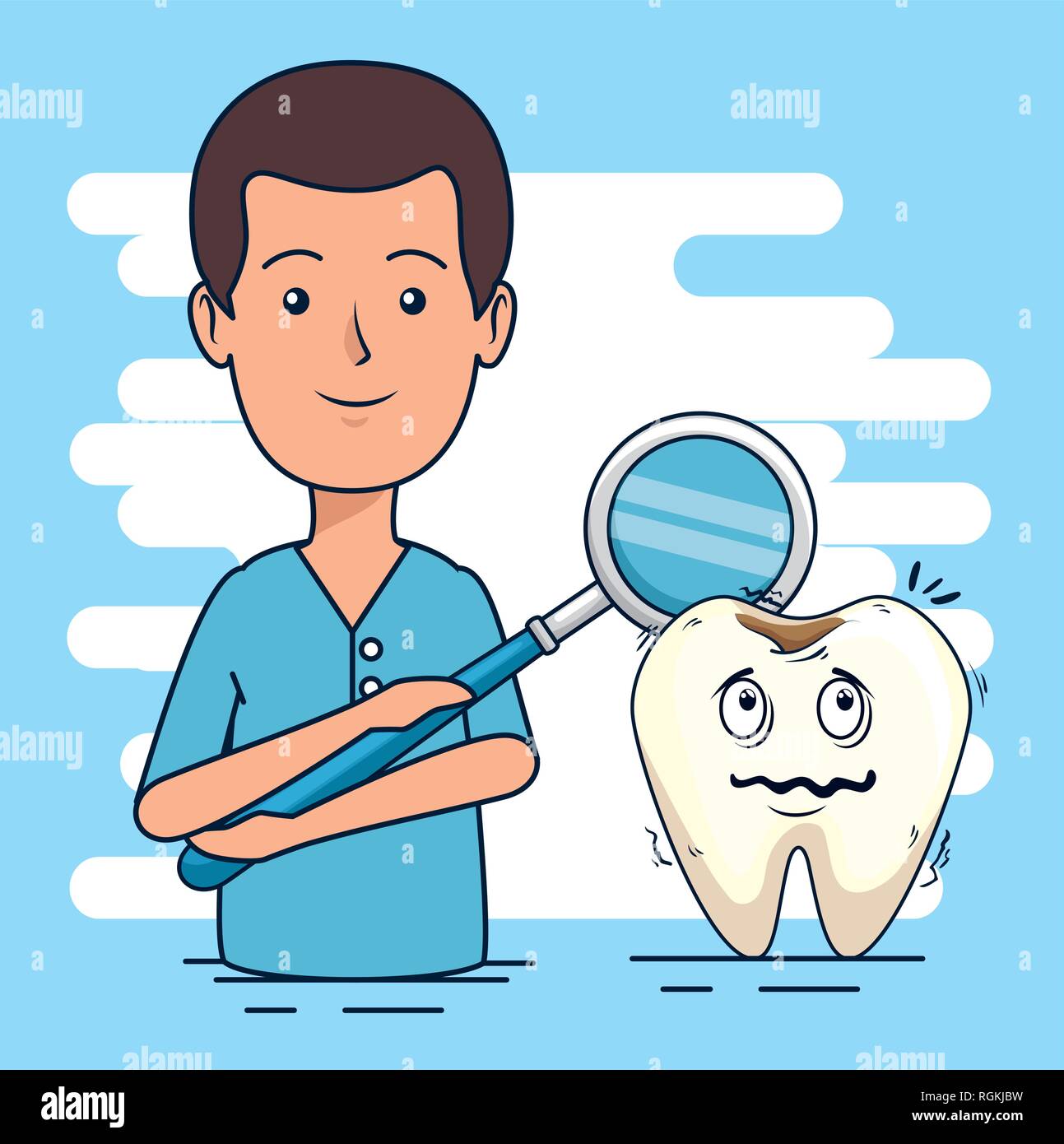Dentist man tooth caries Stock Vector Images - Alamy