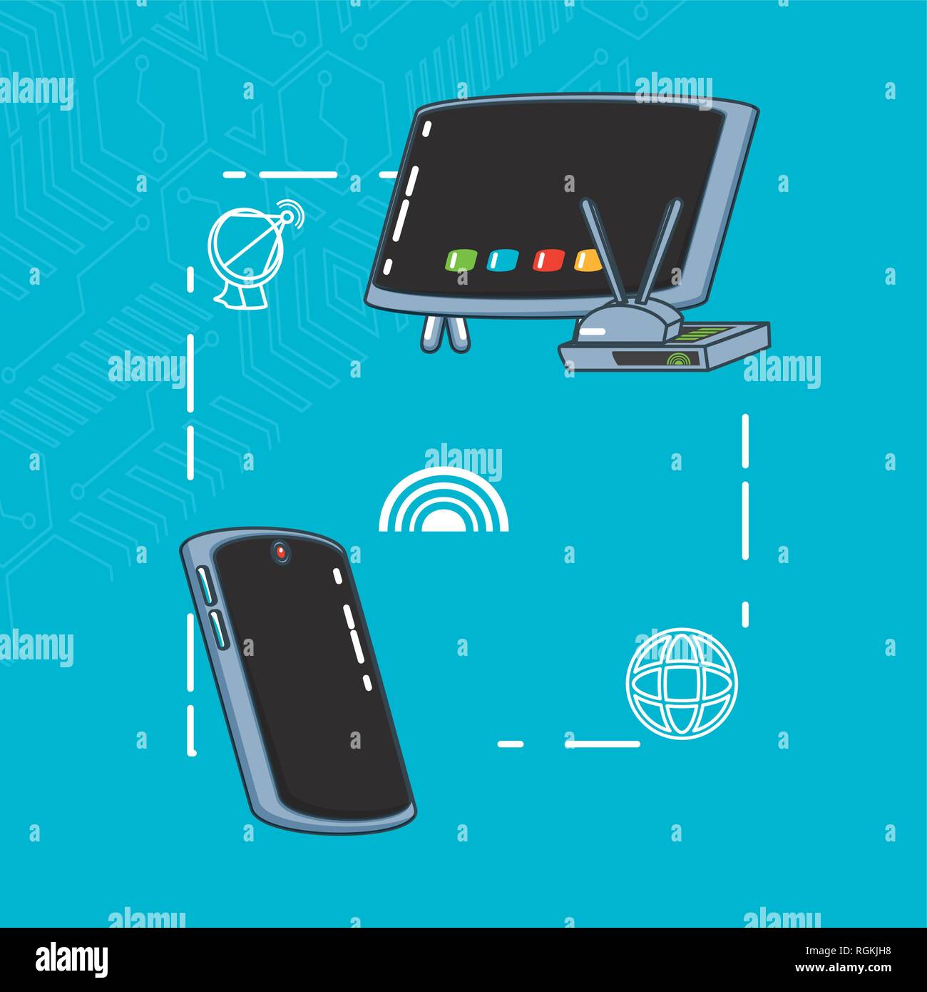 communication technology set gadgets vector illustration design Stock ...